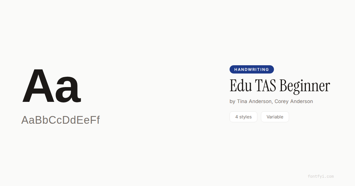Edu TAS Beginner Font — Free Download & Preview — FontFYI